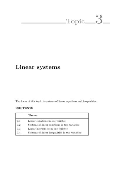Topic 3 Linear Systems Download Free Pdf Equations System Of