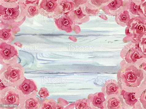 복사 공간이 있는 나무 배경에 다양한 모양의 수채화 장미의 플랫틀리 0명에 대한 스톡 벡터 아트 및 기타 이미지 0명 공예 교육 Istock