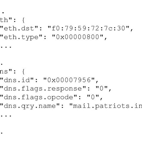Excerpt From The Tshark Output Into Json Format The Json Represents