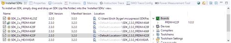 Installed SDKs MCU On Eclipse Installed SDKs MCU On Eclipse