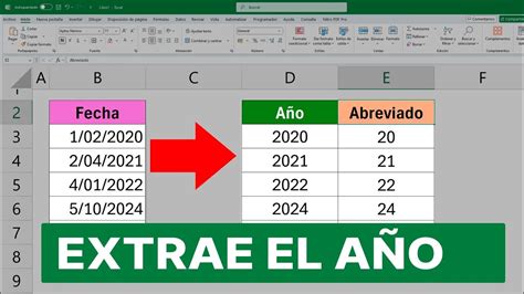 Cómo Extraer El Año De Una Fecha En Excel Forma Abreviada Y Completa