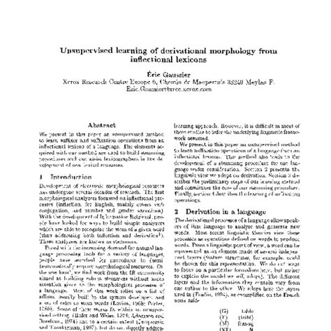 Unsupervised Learning Of Derivational Morphology From Inflectional Lexicons Acl Anthology