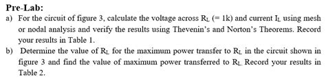 Pre Lab A For The Circuit Of Figure 3 Calculate Chegg Com