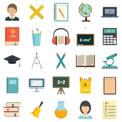 Lesson Icons Set Flat Vector Isolated 8648790 Vector Art At Vecteezy