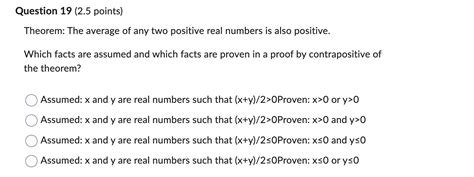 solved question 19 2 5 points theorem the average of any
