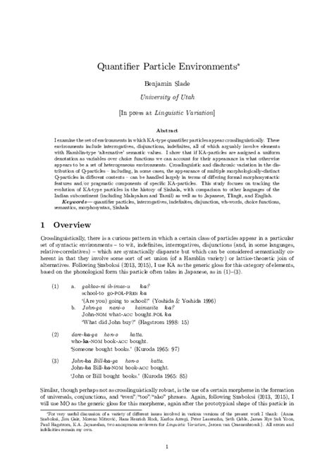 Pdf Quantifier Particle Environments