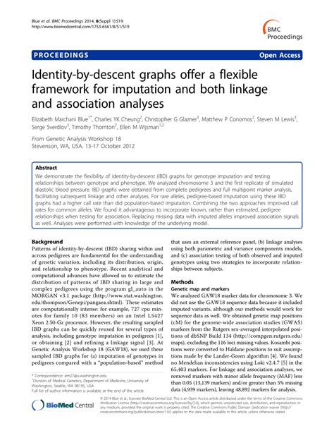 Pdf Identity By Descent Graphs Offer A Flexible Framework For Imputation And Both Linkage And