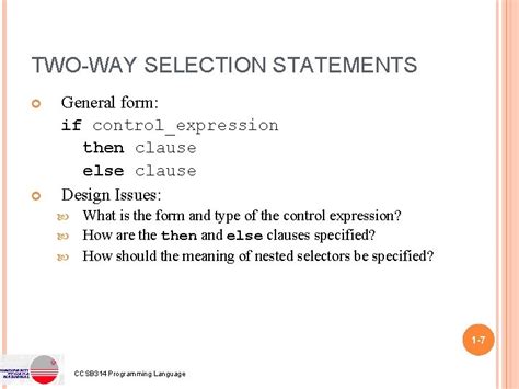 Chapter 8 Statementlevel Control Structures Chapter 8 Topics