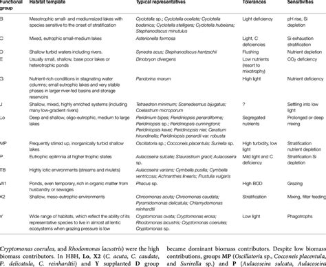 Trait Of Phytoplankton Functional Groups Detected In The Cascade