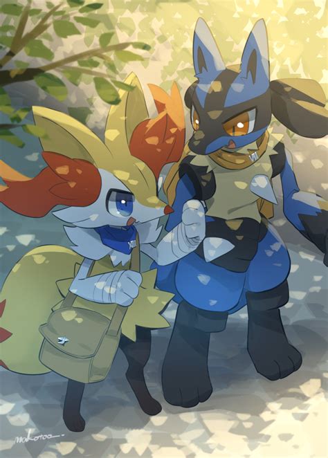 Lucario And Braixen Pokemon And More Drawn By Makoto Ikemu Danbooru