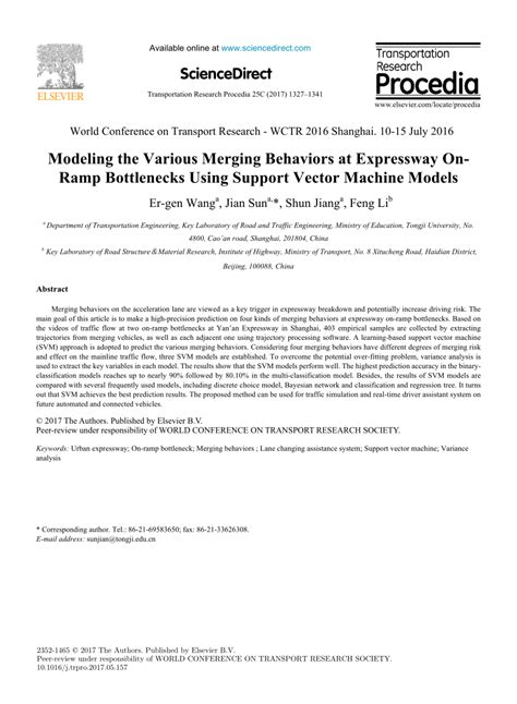 Pdf Modeling The Various Merging Behaviors At Expressway On Ramp Bottlenecks Using Support
