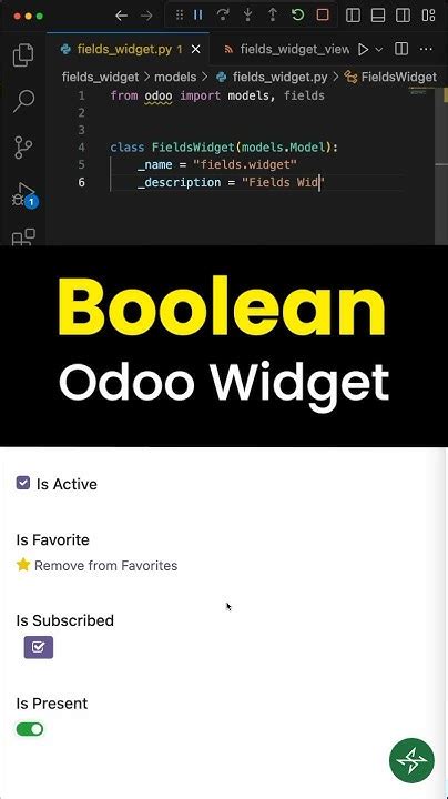 Boolean Odoo Widget Odoo Widget Fields Coding Ui Boolean Youtube