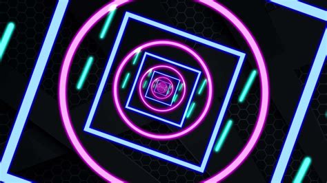 Neon Glow Animation Geometric Shapes In Blue And Purple Colors On Black Background 45957244
