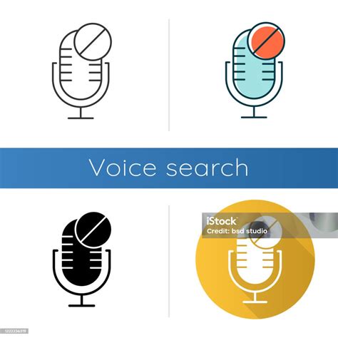 마이크를 사용할 수 없는 아이콘 세트입니다 사운드 레코더 기술 실수 아이디어 음성 스피커 설치 오류입니다 기록 장비 선형 검정 및 색상 스타일입니다 격리된 벡터