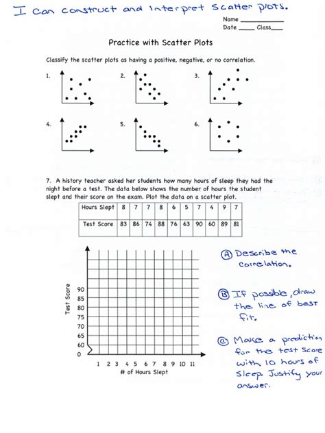 Scatter Plot Worksheet Pdf