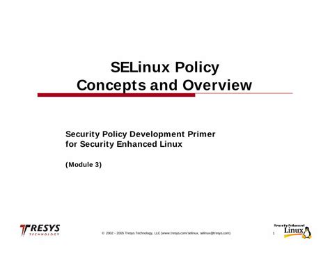 Pdf Selinux Policy Concepts And Overvietrj1cse543 F07slides03