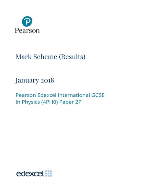 Markscheme Paper2p January2018 Igcse Edexcel Physics Pdf Momentum
