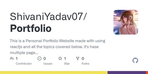 Github Shivaniyadav07portfolio This Is A Personal Portfolio Website Made With Using Reactjs