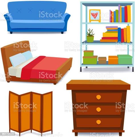 가구 인테리어 아이콘 홈 디자인 현대 거실 집 소파 편안한 아파트 소파 벡터 일러스트 레이 션 침대에 대한 스톡 벡터 아트 및
