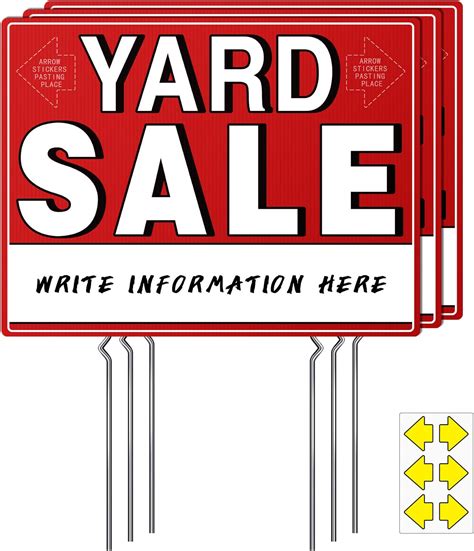 Barydat 5 Pcs Yard Sale Signs With Stake 16 X 12 Inch