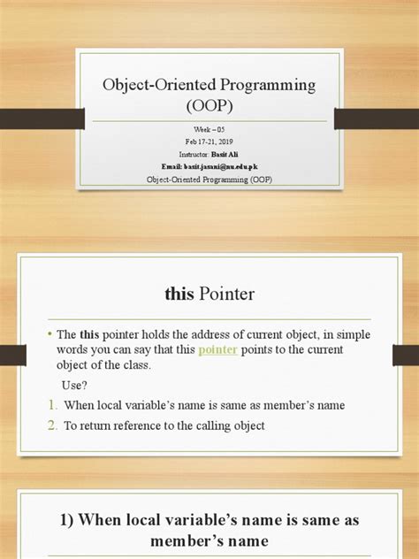 Object Oriented Programming Oop Pdf Subroutine Pointer Computer Programming