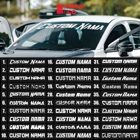 Jual Sticker Kaca Depan Mobil Request Tulisan Custom Nama Universal