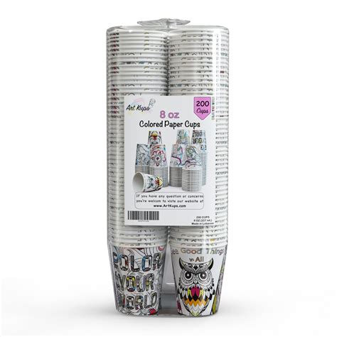Art Kups 8 Oz Pack Of 200 Compostable Paper Cups Semi Colored