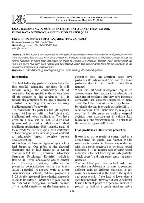 pdf load balancing in mobile intelligent agents framework using data
