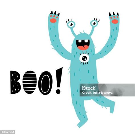 Boo를 레터링하는 귀여운 파란색 괴물 벡터 일러스트 레이 션 아이에 대한 스톡 벡터 아트 및 기타 이미지 아이 귀여운 만화 Istock
