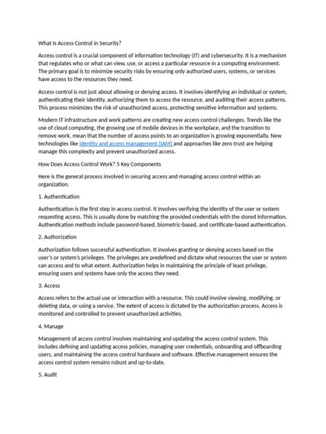 Access Control In Security Pdf Computer Access Control