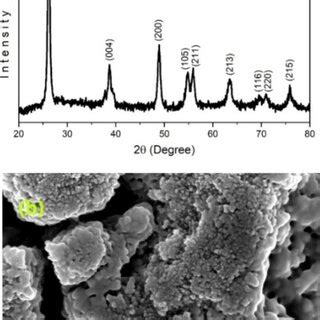 A XRD Pattern And B SEM Image Of The TiO2 Nanoparticles Download Scientific Diagram
