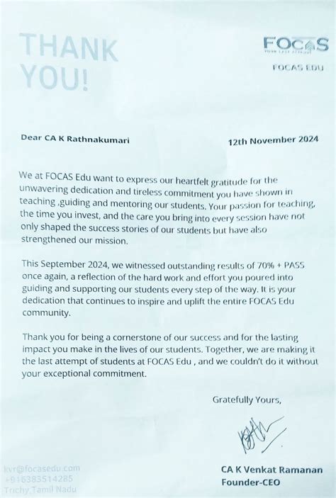 Ca K Venkat Ramanan On Linkedin Thank You Rathnakumari Kandaswamy