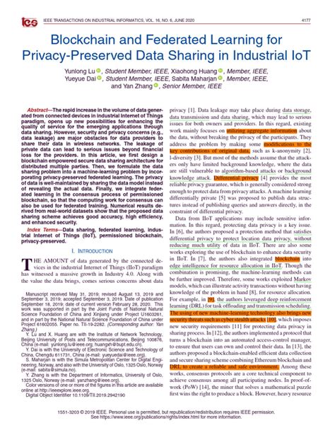 Blockchain And Federated Learning For Privacy Preserved Data Sharing In Industrial Iot Pdf