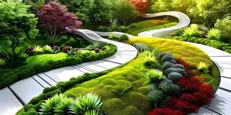 Premium Photo Intersecting Pathways And Greenery In A Vibrant Garden Landscape Concept Garden