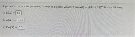 Solved Suppose That The Moment Generating Function Of A