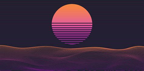 태양과 3d 그리드 풍경 신디웨이브 복고풍 배경 고풍스런에 대한 스톡 벡터 아트 및 기타 이미지 고풍스런 복고풍 컴퓨터 Istock