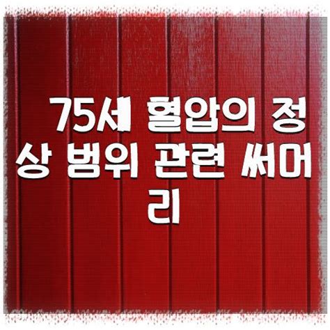 75세 혈압의 정상 범위 관련 써머리