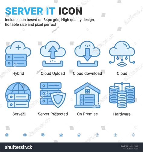 Server Technology Icon Set Editable Size Stock Vector Royalty Free 2059915688 Shutterstock