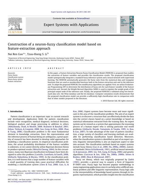 pdf construction of a neuron fuzzy classification model based on