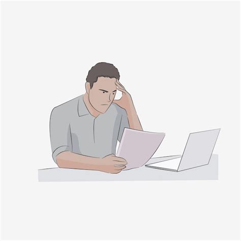 Premium Vector Man In Office Desk Holding His Head Confuse And With