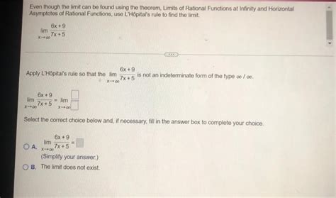 Solved Even Though The Limit Can Be Found Using The Theorem