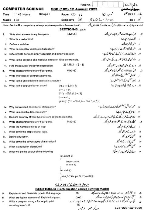 All In 1 10th Class Computer Science Past Papers