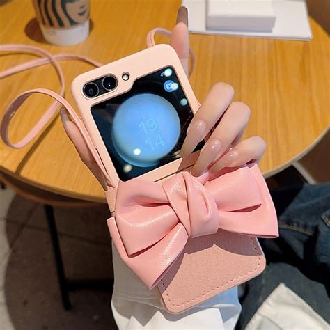 갤럭시 플립 러블리 가죽 리본 카드수납 크로스바디 케이스 에이블리