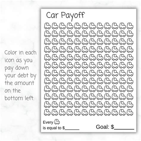 Car Loan Debt Payoff Tracker Printable Car Loan Payoff Debt Payoff
