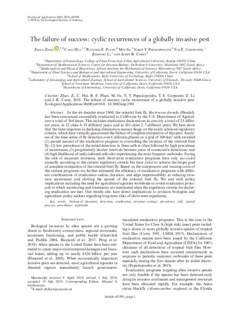 Pdf The Failure Of Success Cyclic Recurrences Of A Globally Invasive