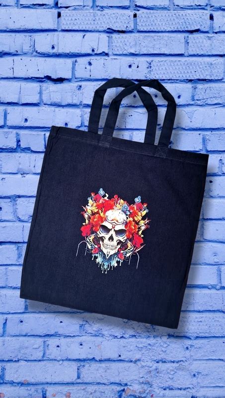 Дизайнерска Еко Памучна Торба Еко Чанта Ежедневно Чанте с Къси Дръжки в Тъмно Син Цвят с