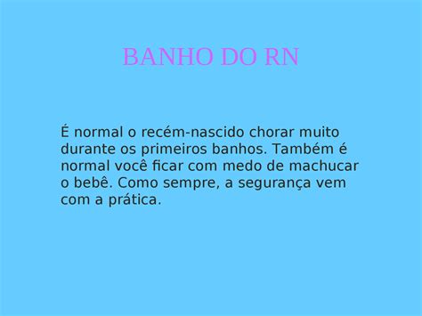 Banho Do Rn Manual Sobre A Técnica Do Banho No Neonato Docsity
