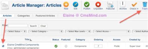 Joomla 25 Tutorial How To Delete An Article