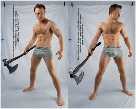 Male Standing With Axe Battle Pose By Theposearchives On Deviantart