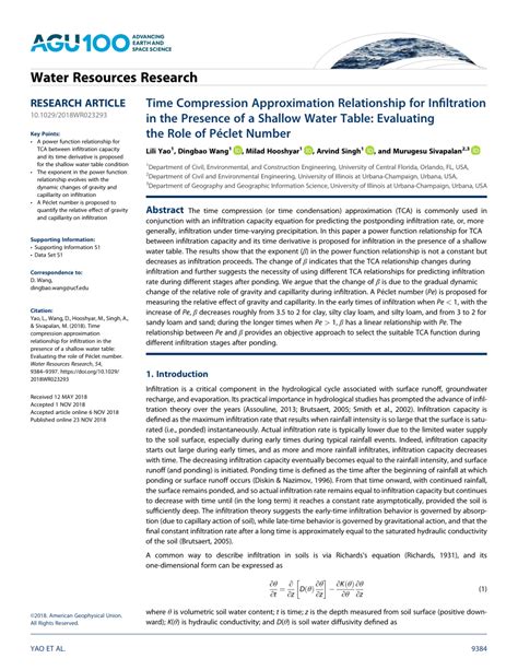 pdf time compression approximation relationship for infiltration in